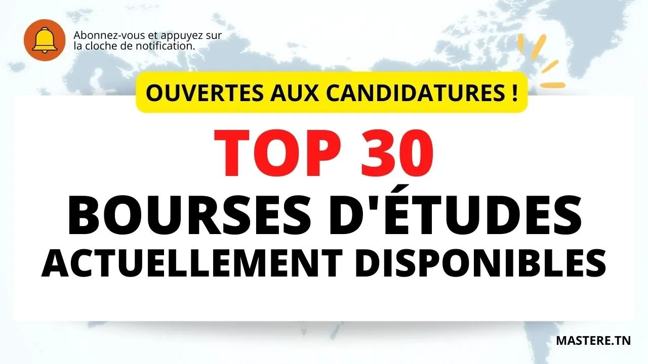 30 programmes de bourses d'études actuellement disponibles